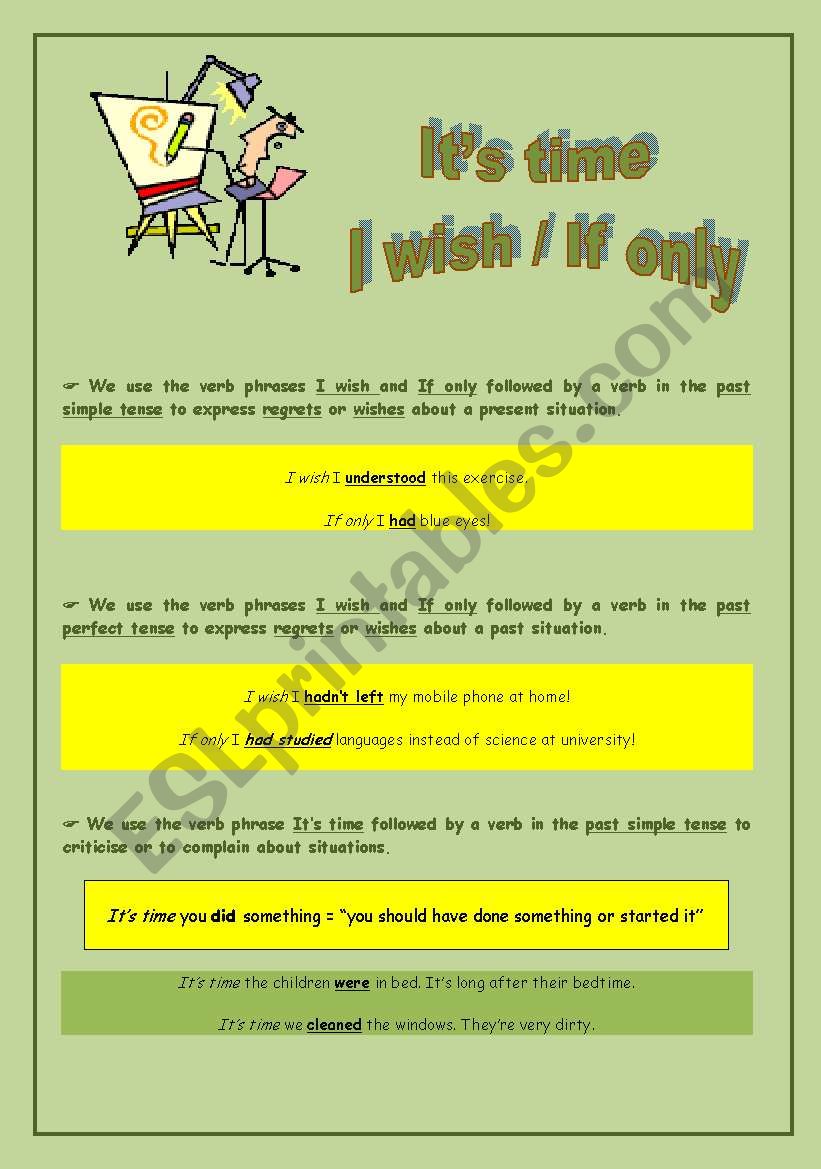 It´s time/I wish/if only - ESL worksheet by Ana B