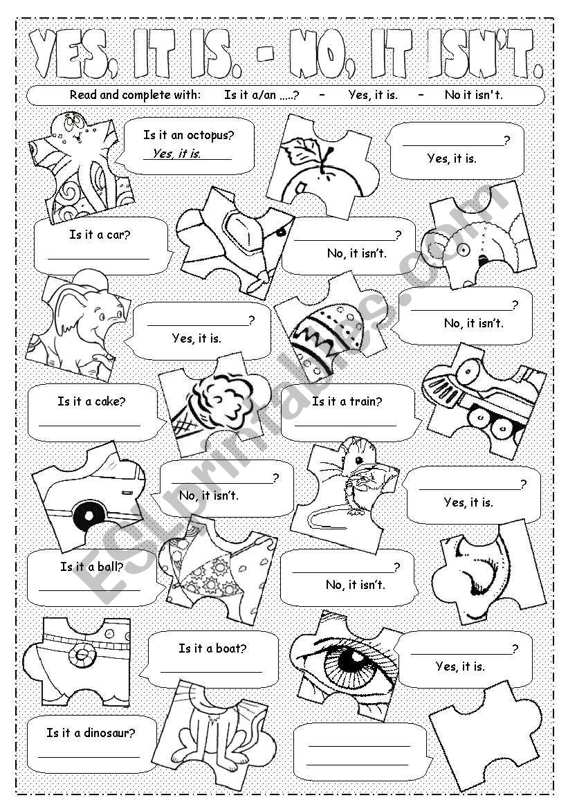 Is it a / an ... ? Yes it is. - No, it isn´t. - ESL worksheet by Alenka