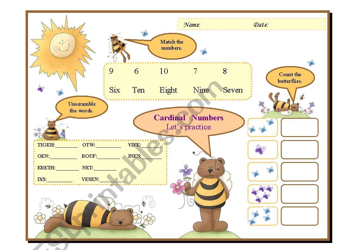 Let´s count with Teddy Bears! 2nd part - ESL worksheet by AnnCii