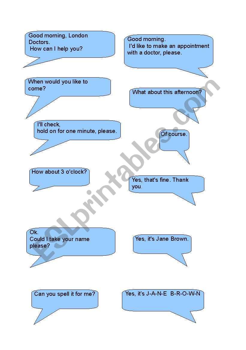 English worksheets: at the doctor´s- making appointment