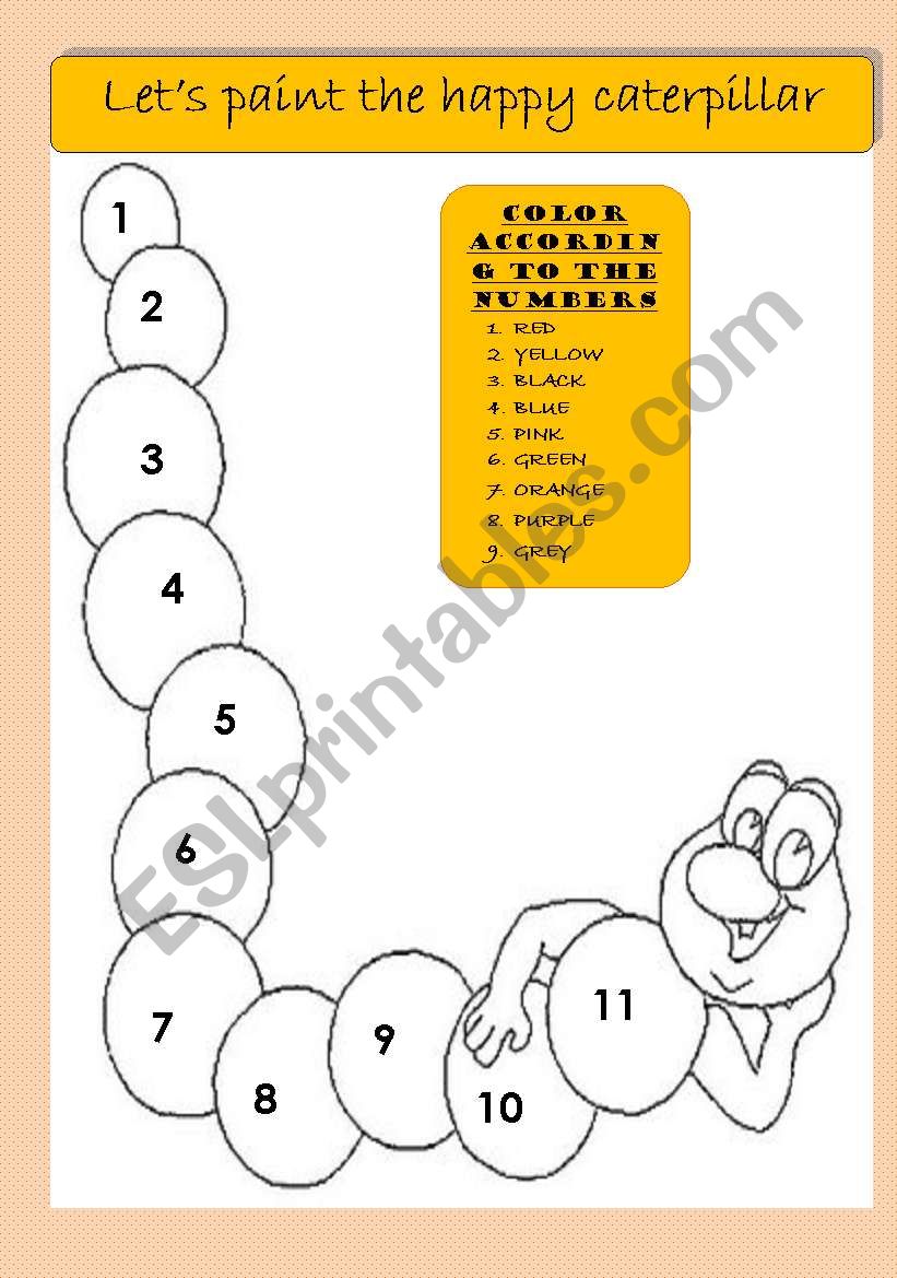 let´s paint the happy caterpillar - ESL worksheet by Mónica_py