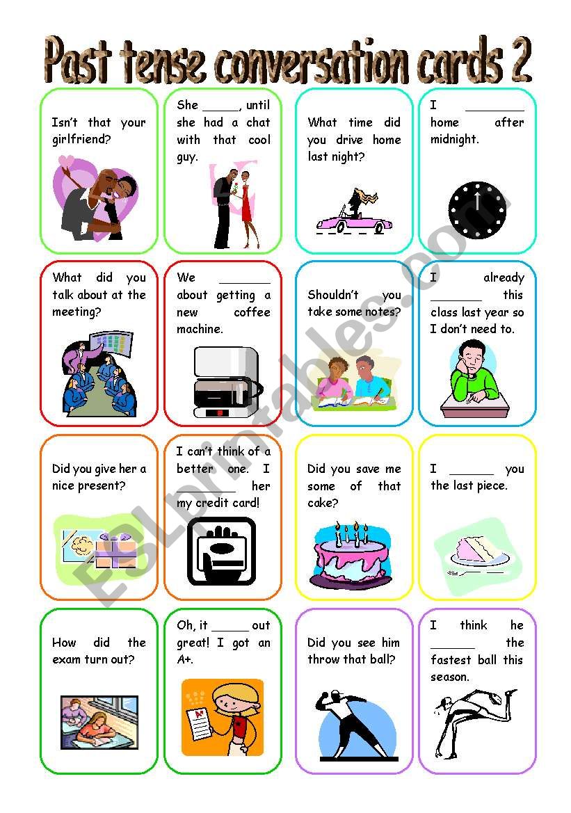 Past Simple Speaking Cards English Esl Worksheets For Distance Images ...