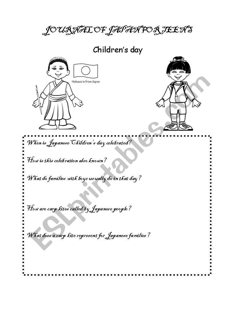 English worksheets: children´s day in Japan