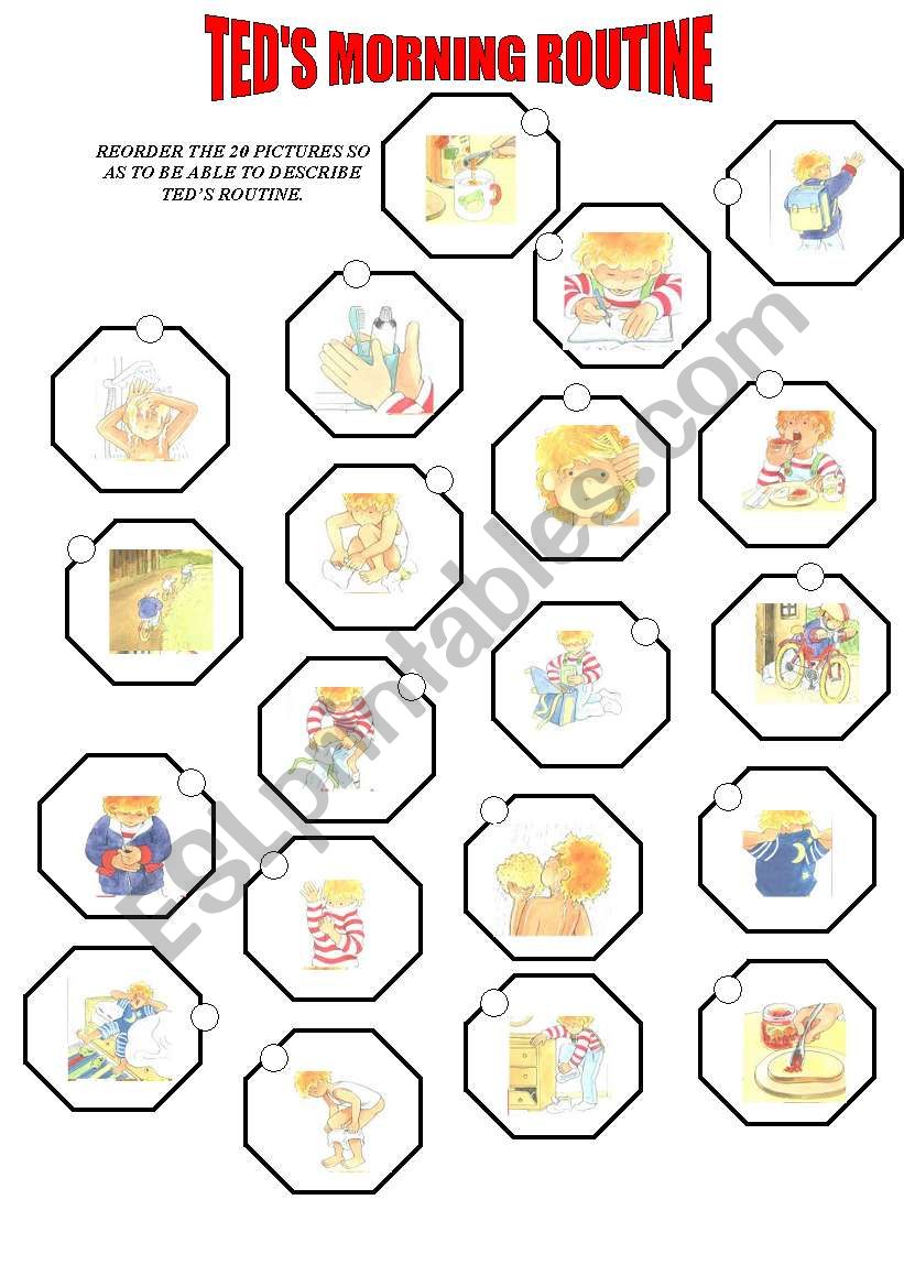 Ted´s morning routine - ESL worksheet by storyteller
