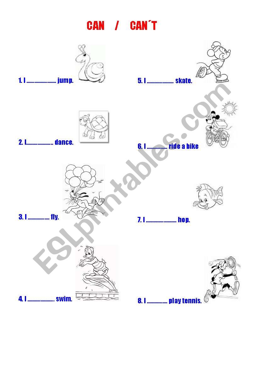 Can Can T Esl Worksheet By Kasiopeja01
