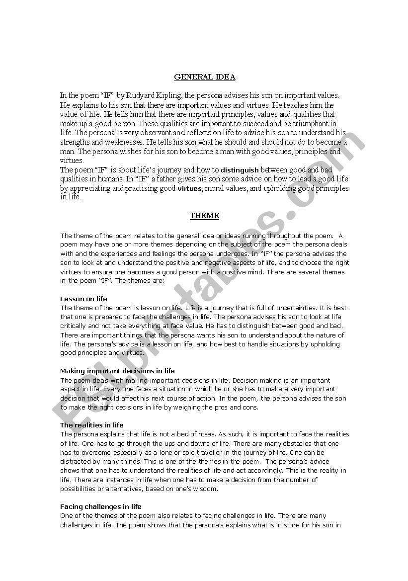 Lesson Plan For Poem If By Rudyard Kipling | Sitedoct.org