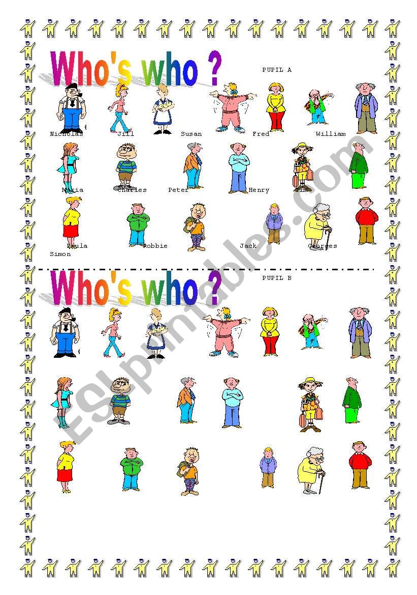 WHO´S WHO ? face pairwork ...