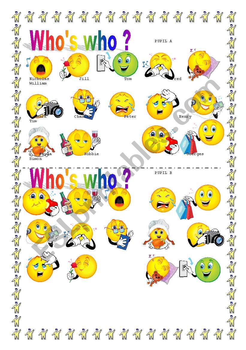 WHO´S WHO ? face pairwork ...