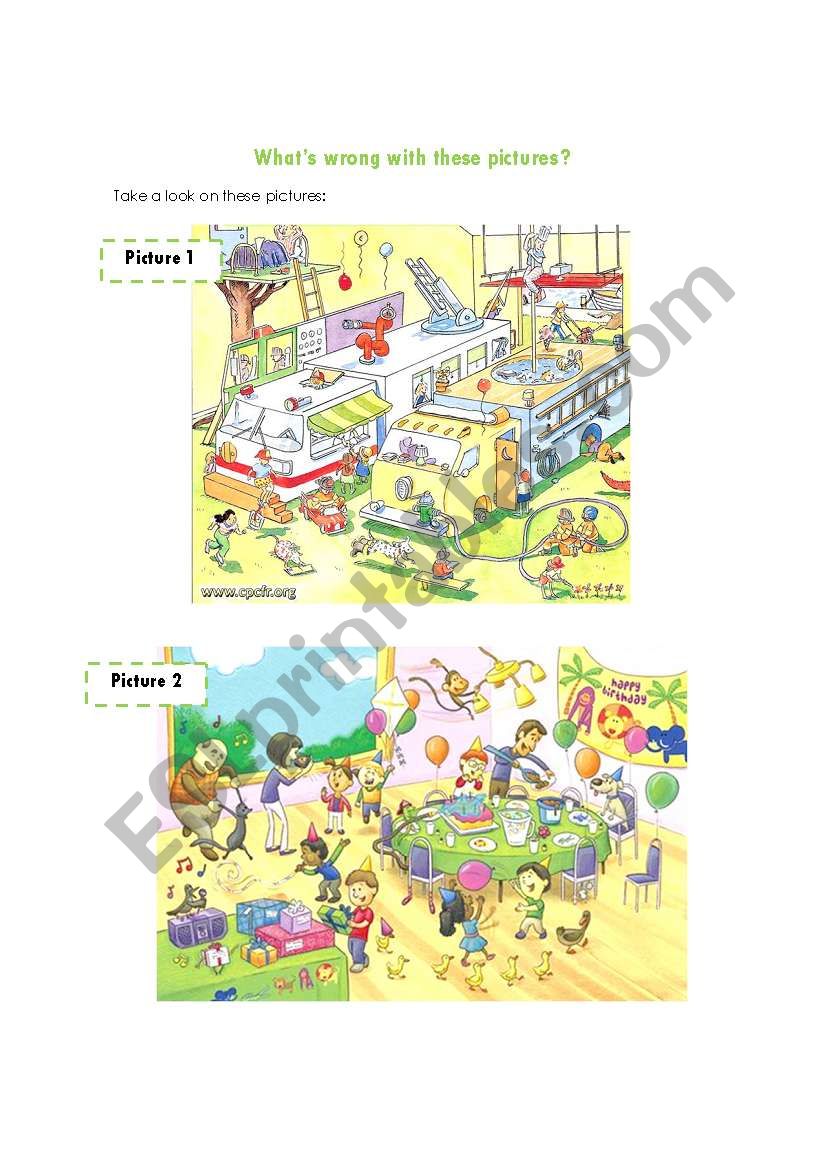 WHAT´S WRONG WITH THESE PICTURES? - ESL worksheet by ktav