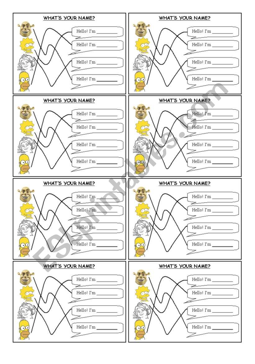 Hello! I´m ... (with cartoons) - ESL worksheet by barshu77