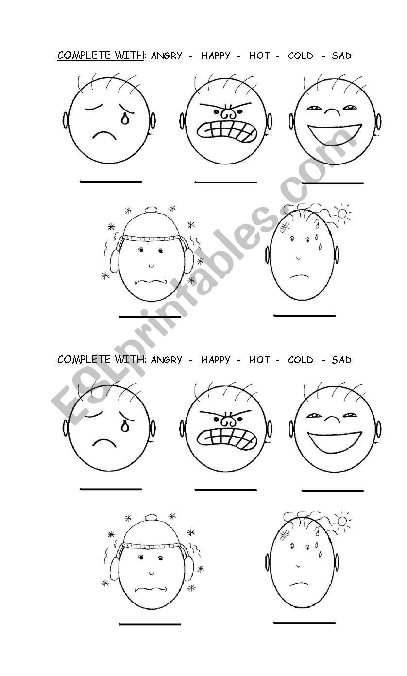 Feelings! Let´ s complete! - ESL worksheet by rocio88