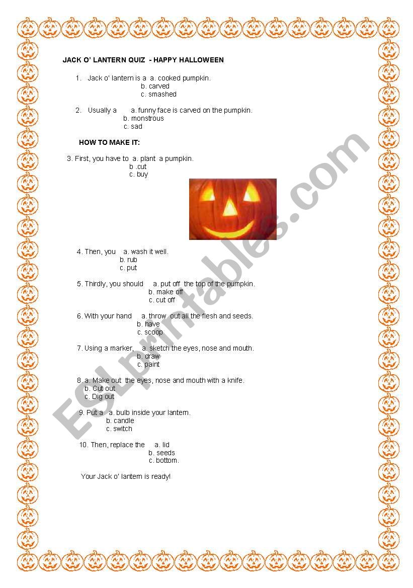 English worksheets: Jack o´lantern -Happy Halloween