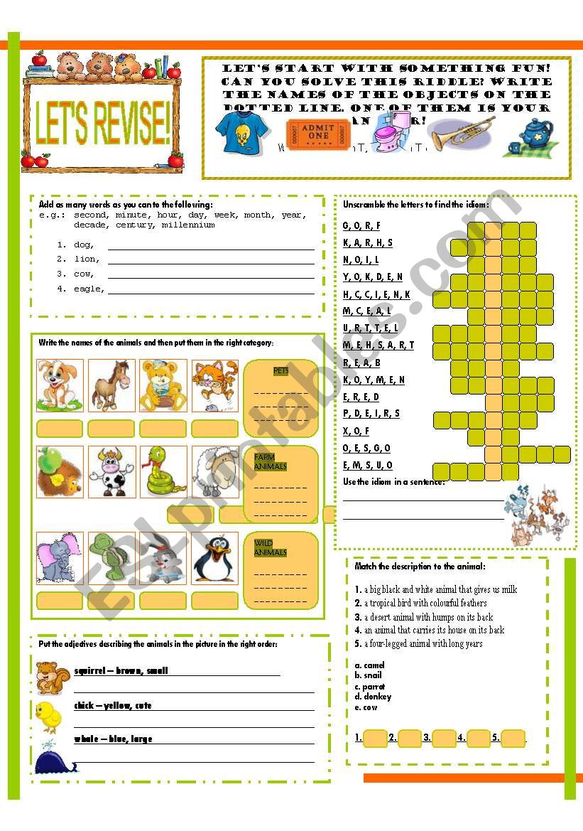 LET´S REVISE! (1) - ESL worksheet by evadp75