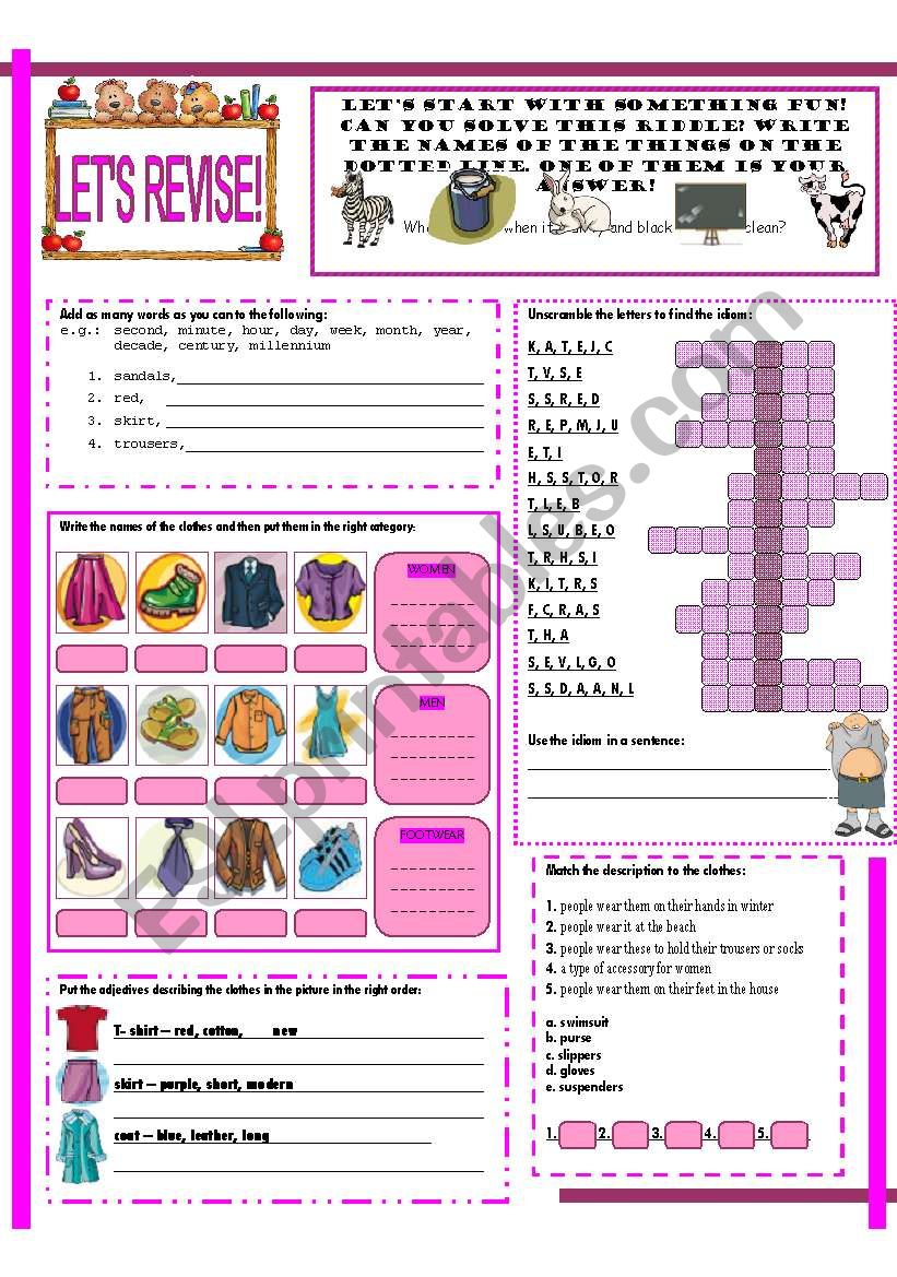 LET´S REVISE! (2) - ESL worksheet by evadp75