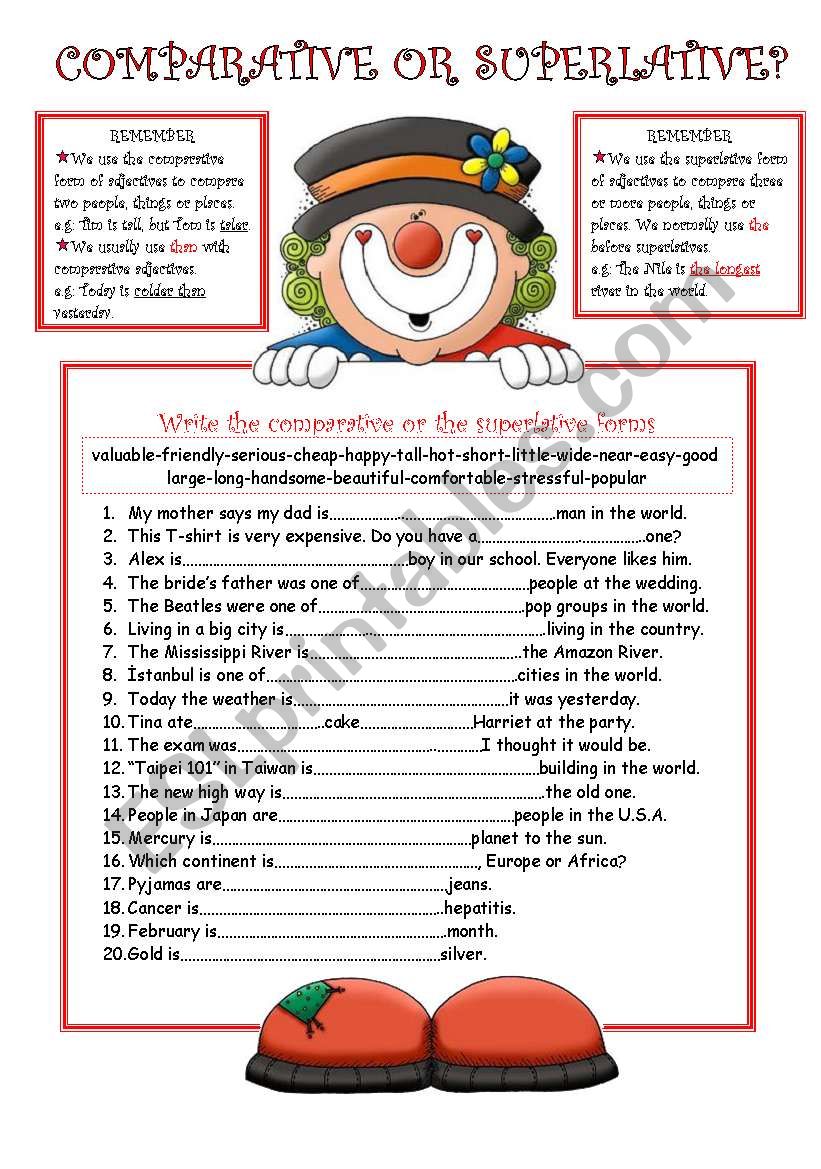 Comparative And Superlative Esl Printable 8028 Comparisons Comparative