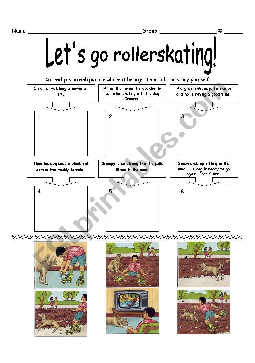 LetÂ´s go rollerskating! - ESL worksheet by Doumie