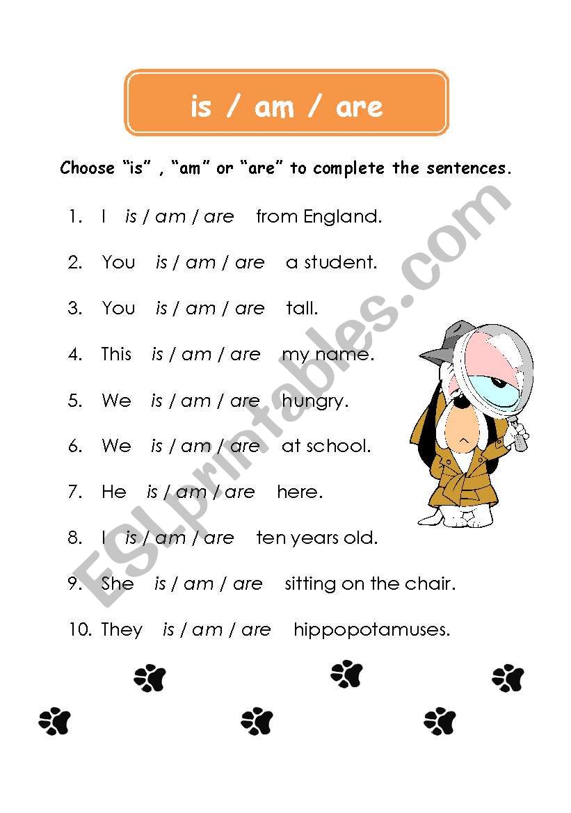 IS AM ARE Worksheet ESL Worksheet By Flyawaytip