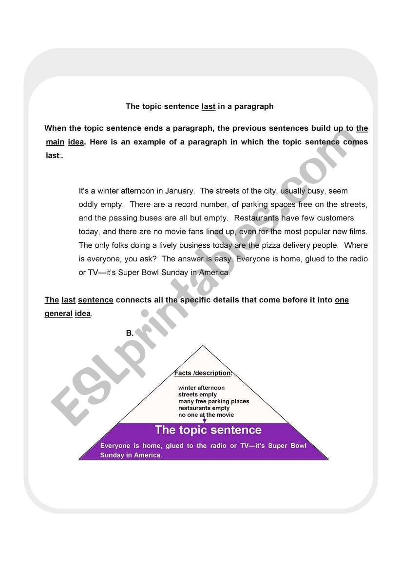 Finding The Main Idea Of The Paragraph ESL Worksheet By Raroman