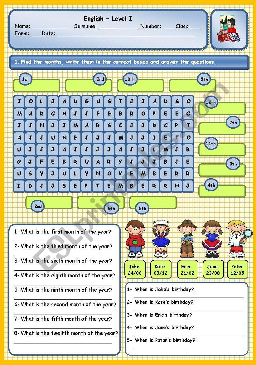 MONTHS, ORDINAL NUMBERS AND BIRTHDAYS - ESL worksheet by xani MONTHS, ORDINAL NUMBERS AND BIRTHDAYS - ESL worksheet by xani