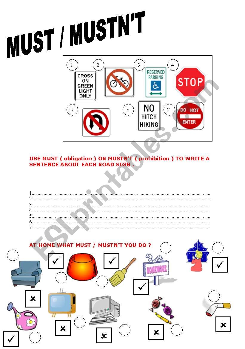 MUST AND MUSTN´T - ESL worksheet by storyteller