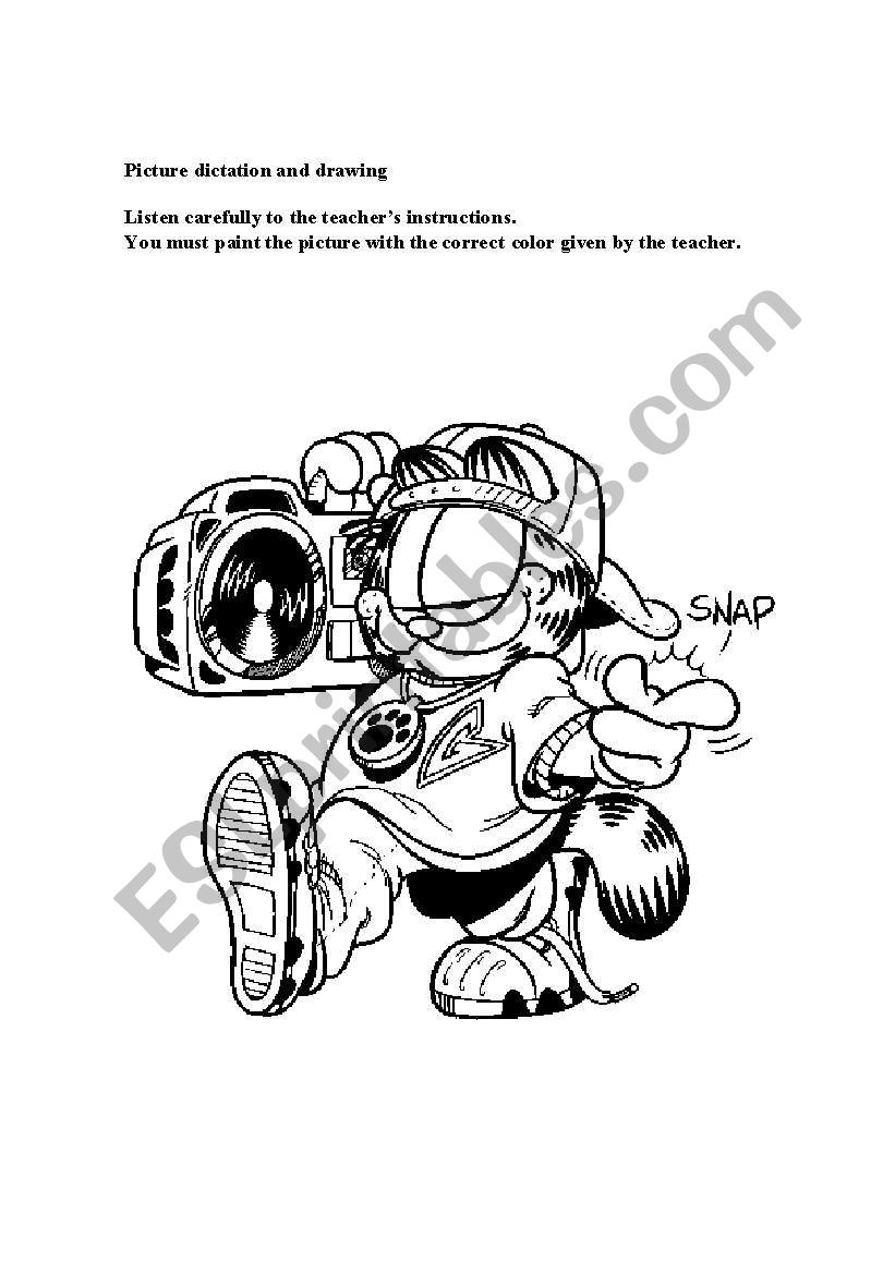 English worksheets: Picture dictation and drawing