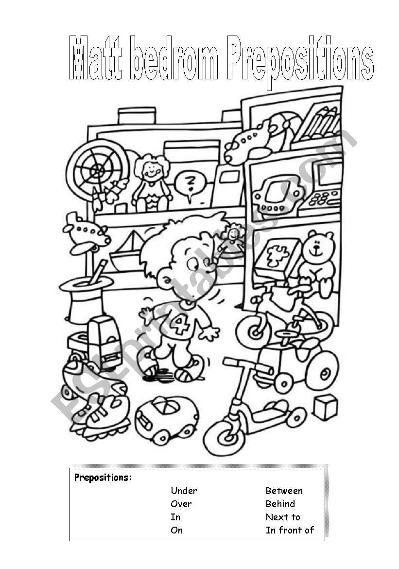 Prepositions "Matt´s bedroom" - ESL worksheet by emaflor