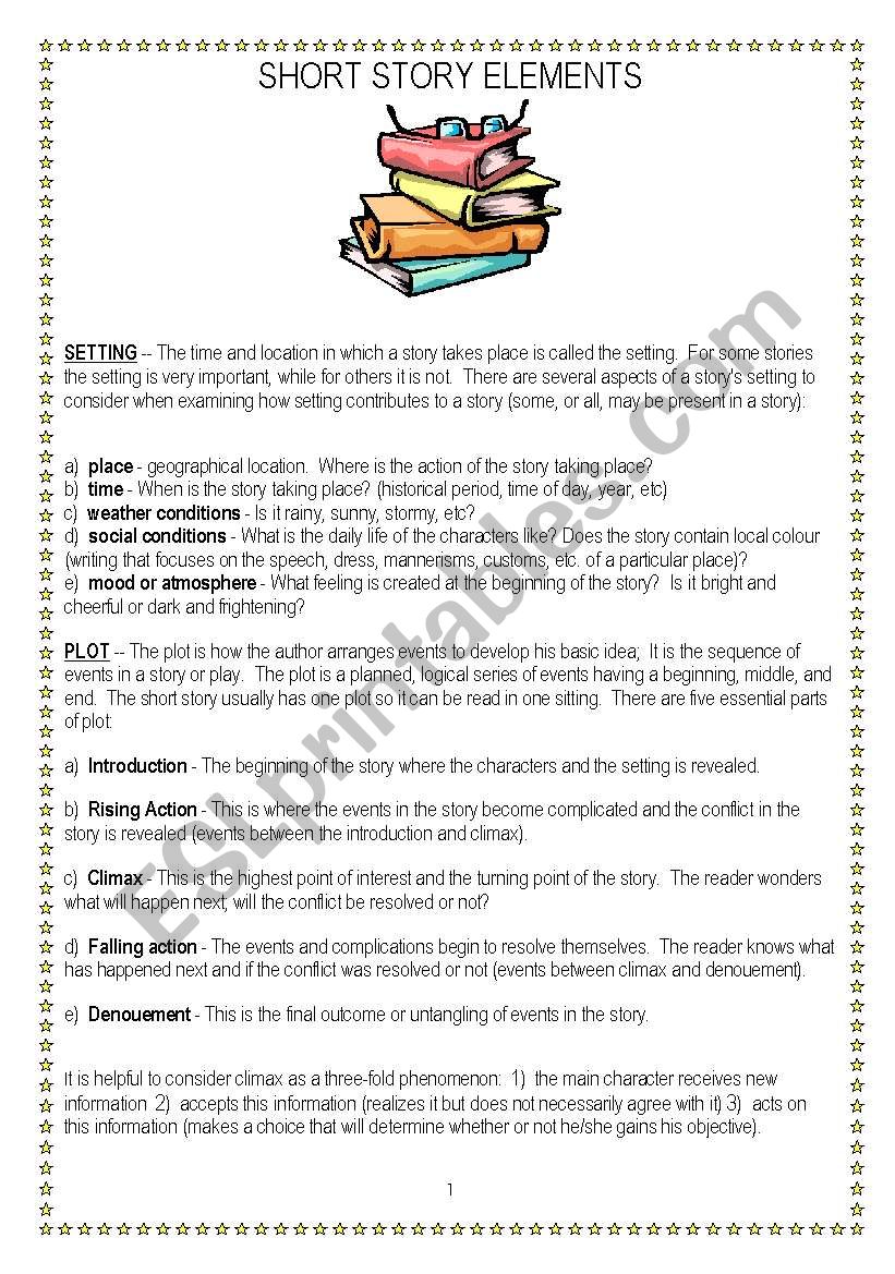 Short Story Elements ESL Worksheet By Vnstdn