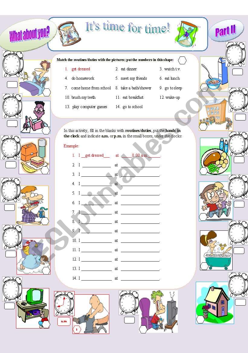 It´s time for time! (part II) - ESL worksheet by freedom4life