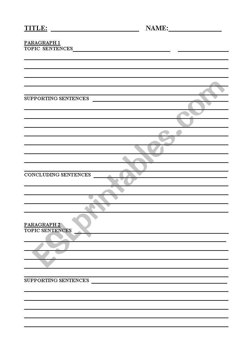 Esl Paragraph Writing Worksheets