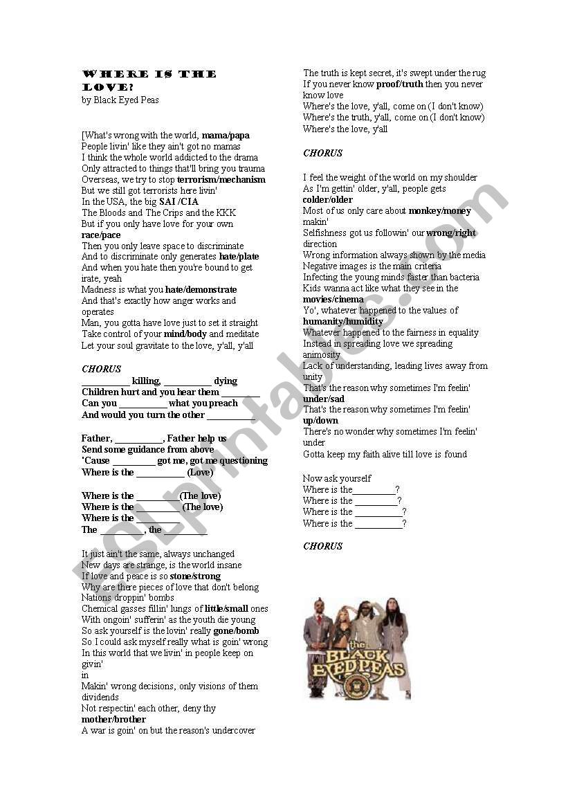 Where`s the love? - ESL worksheet by valeria sasso