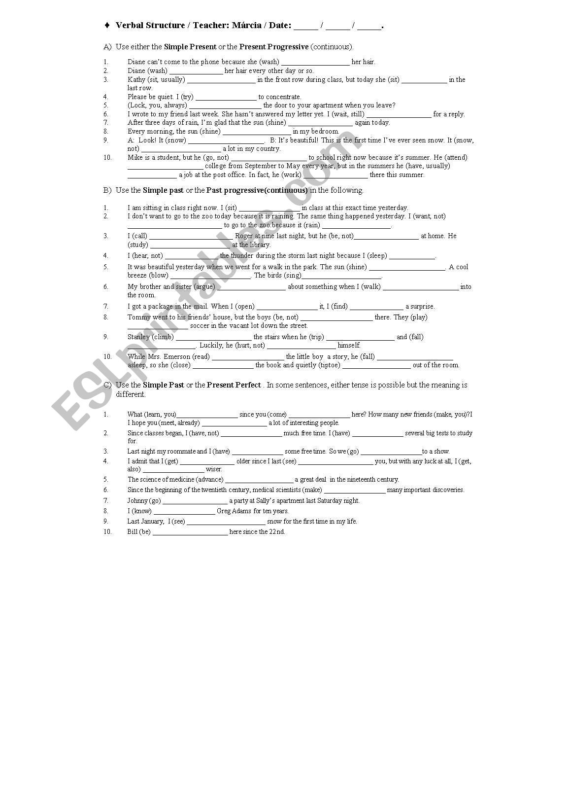 Let´s practice 12 different verb tenses!!!! - ESL worksheet by haaberg
