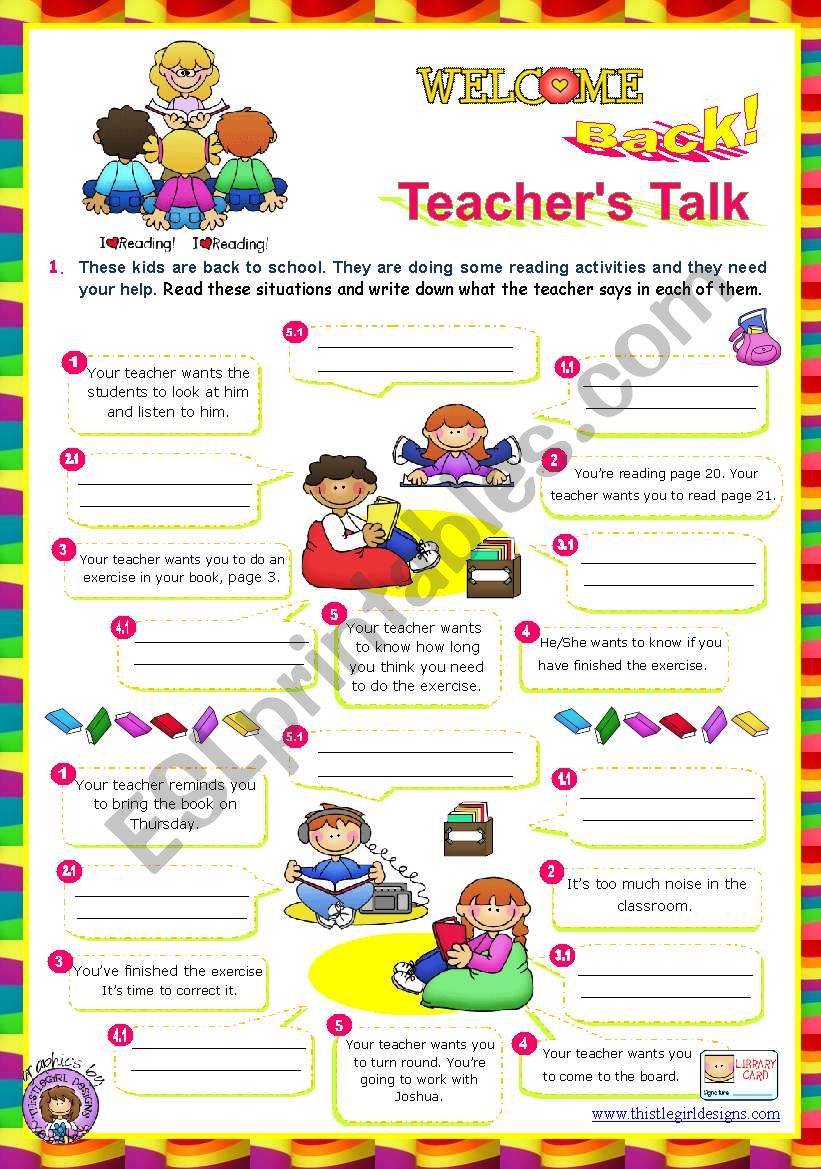 Back to School series - Teacher´s Talk (1/2) - ESL worksheet by mena22