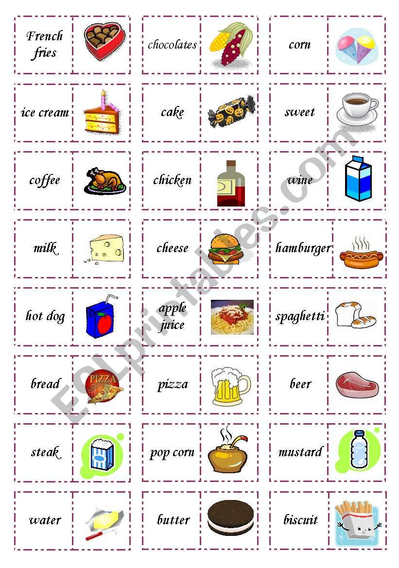 Let´s play dominoes! Set 1: Food - ESL worksheet by Silvia33