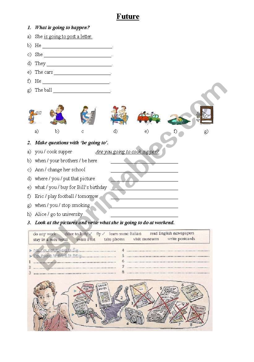 future, will, won´t be going to - ESL worksheet by bartuma78