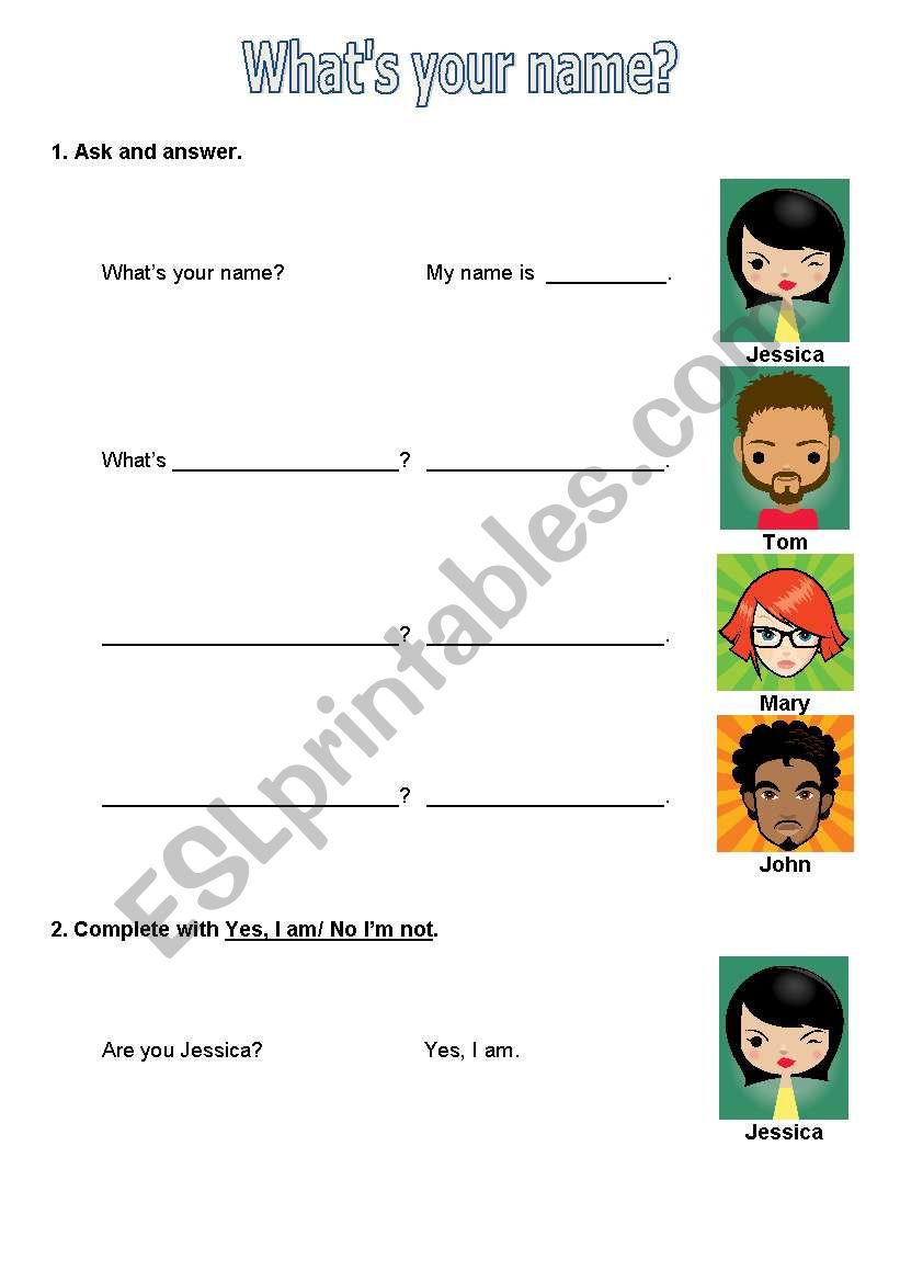What´s your name?/ Are you...? - ESL worksheet by sisse