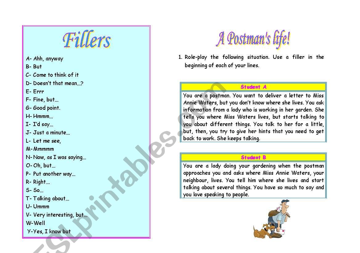 A Postman´s life - roleplay activity - ESL worksheet by Night owl