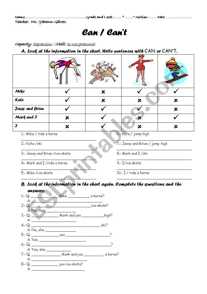 can can´t - ESL worksheet by ALANISYOHANN2008