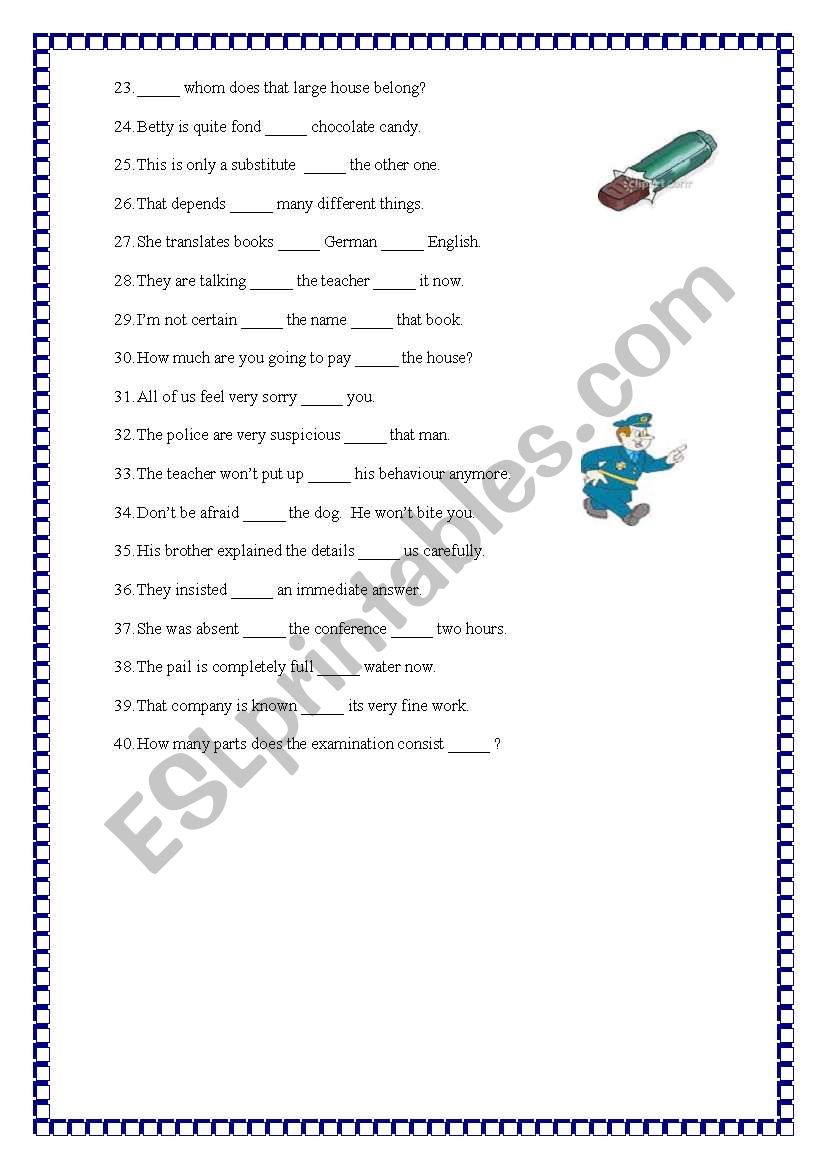 Preposition Worksheet Esl Worksheet By Lotas