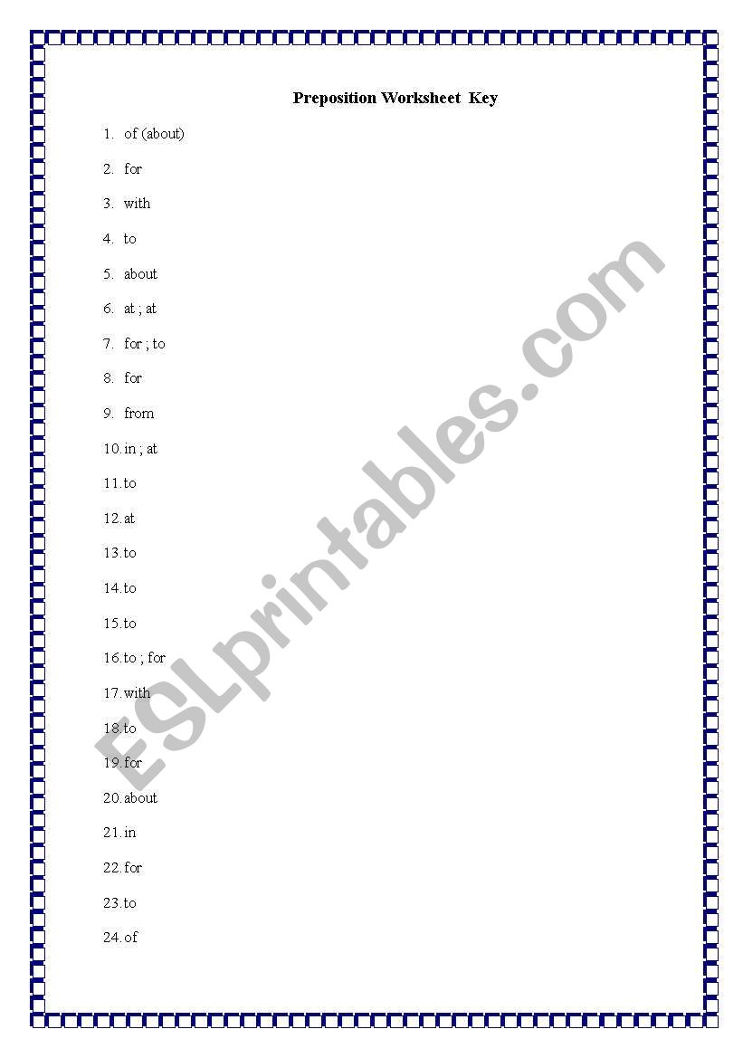 Preposition Worksheet Esl Worksheet By Lotas