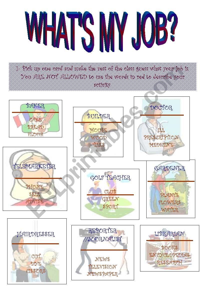 What´s my job? - ESL worksheet by spen