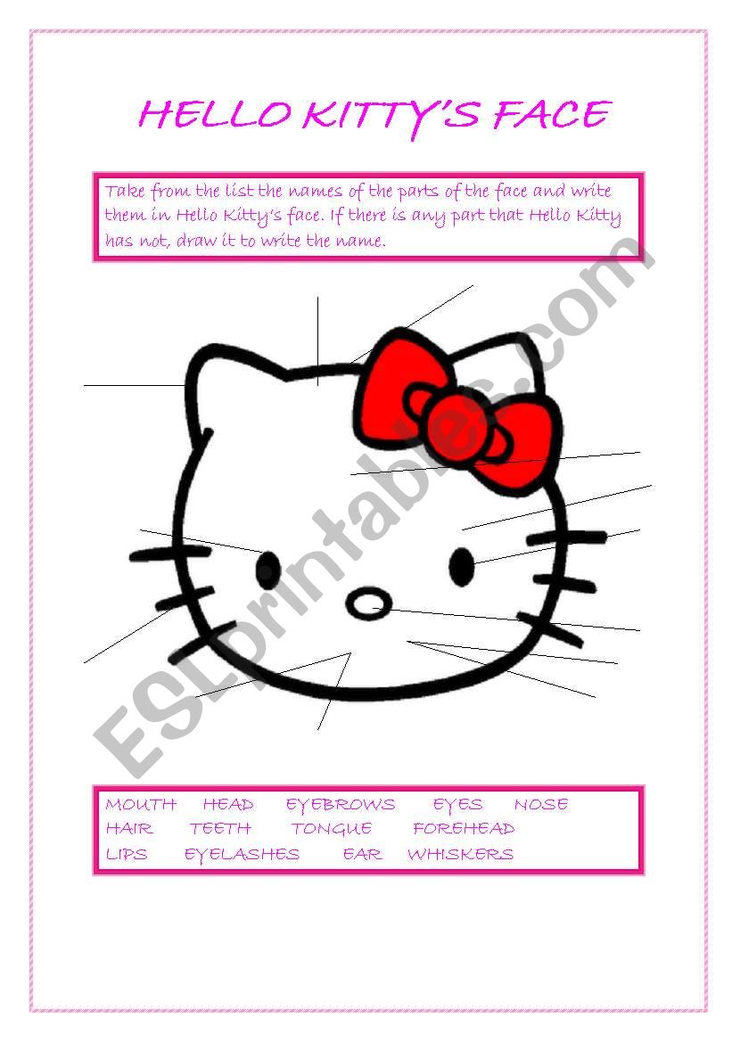 hello kitty´s face - ESL worksheet by TALI_SPAIN
