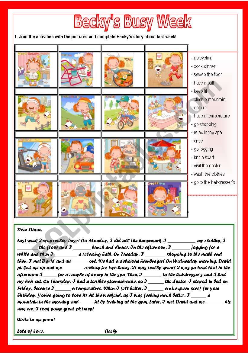 Becky´s busy week - ESL worksheet by Nuria08
