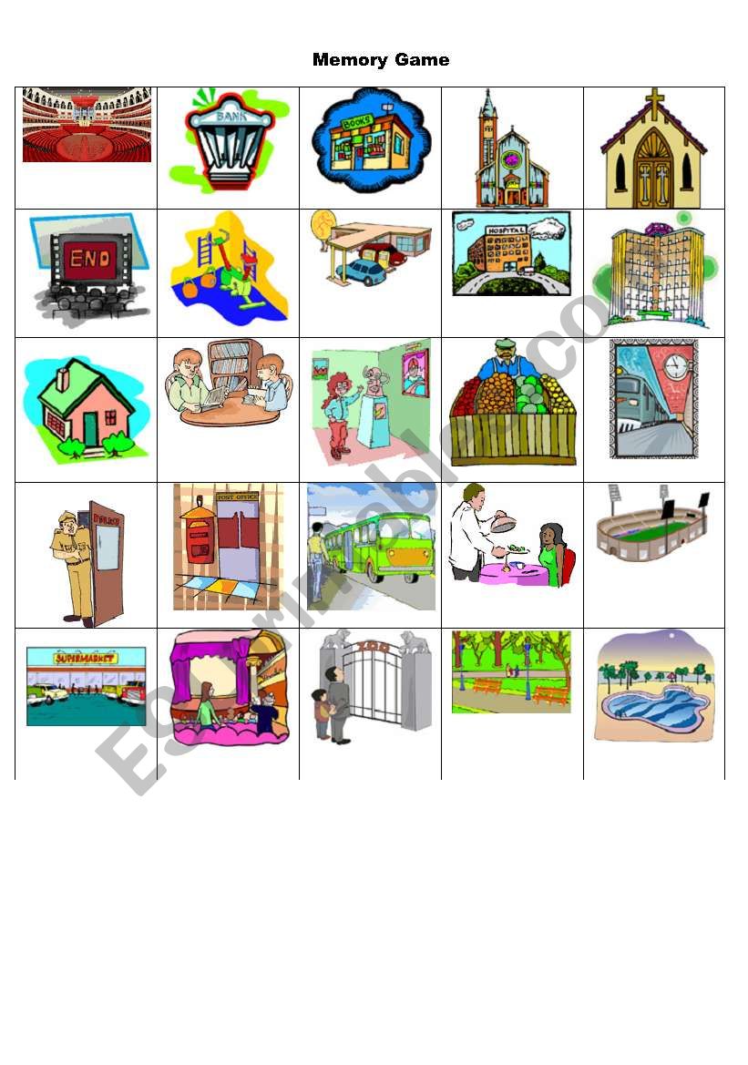 Memory Game - ESL worksheet by Blanchiux1 Memory Game - ESL worksheet by Blanchiux1