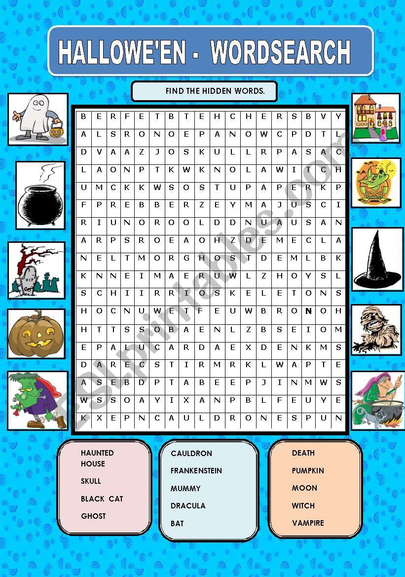 HALLOWE´EN - WORDSEARCH - ESL worksheet by princesss