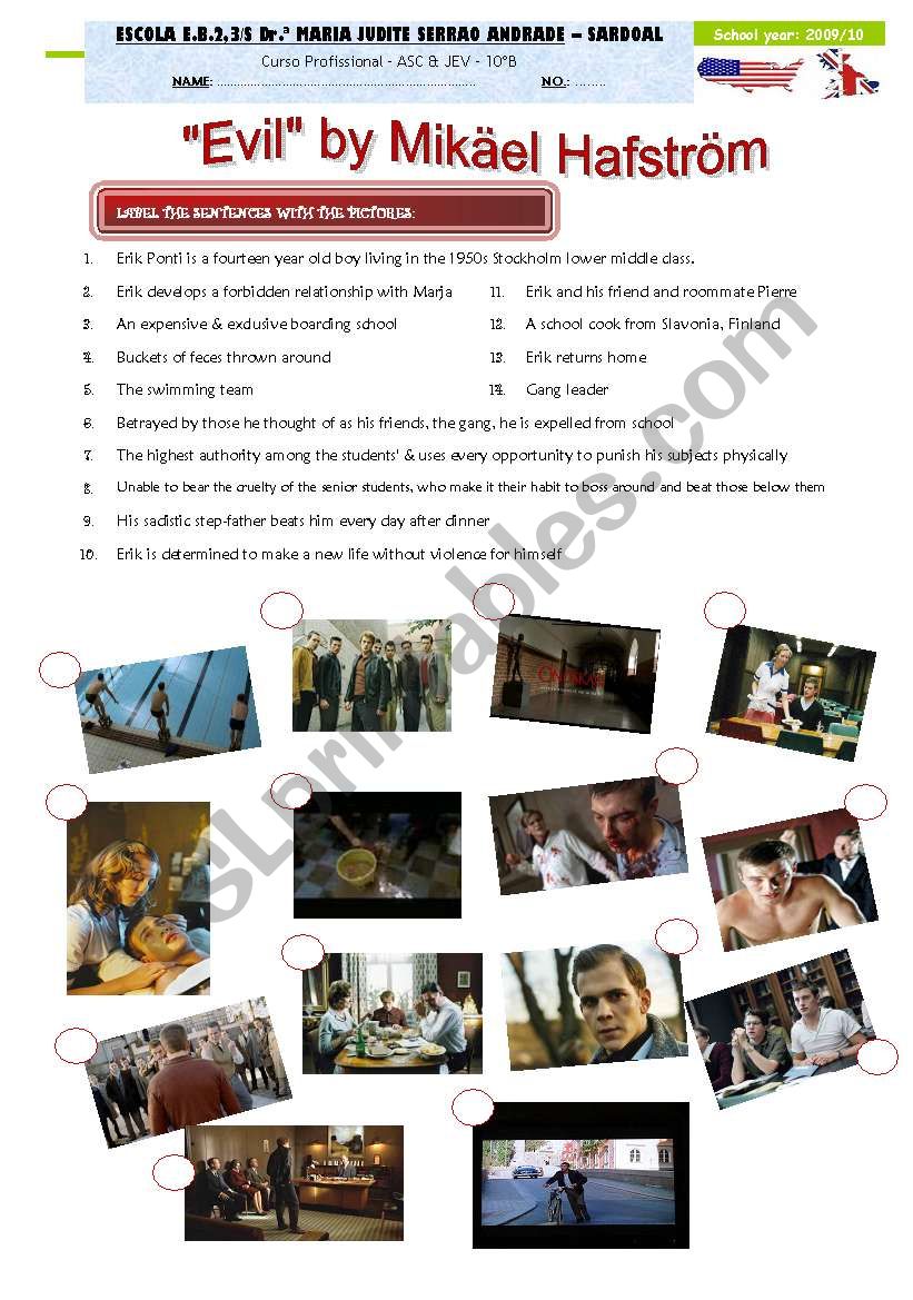 English worksheets: FILM: Evil by Mikäel Hafström