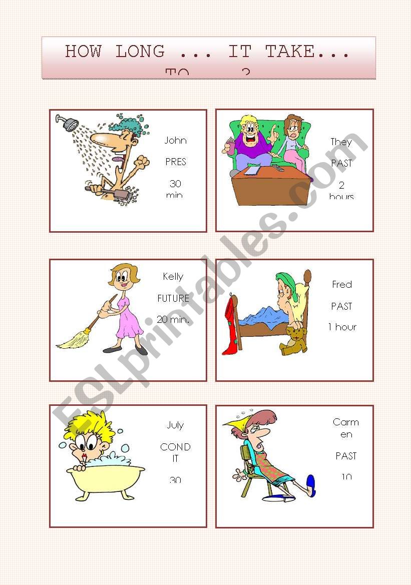 HOW LONG IT TAKE TO ESL Worksheet By Ritakirklee
