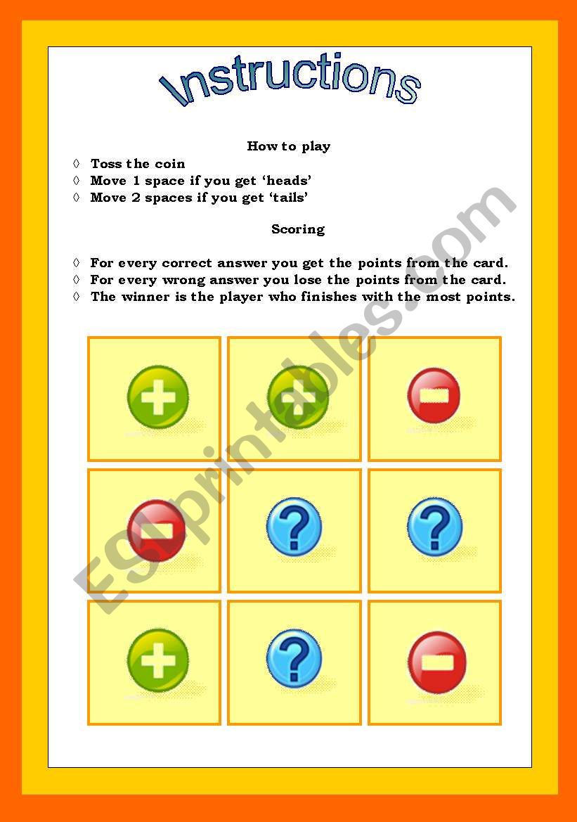 Instructions to the game ´Present Simple All forms´ - ESL worksheet by ...