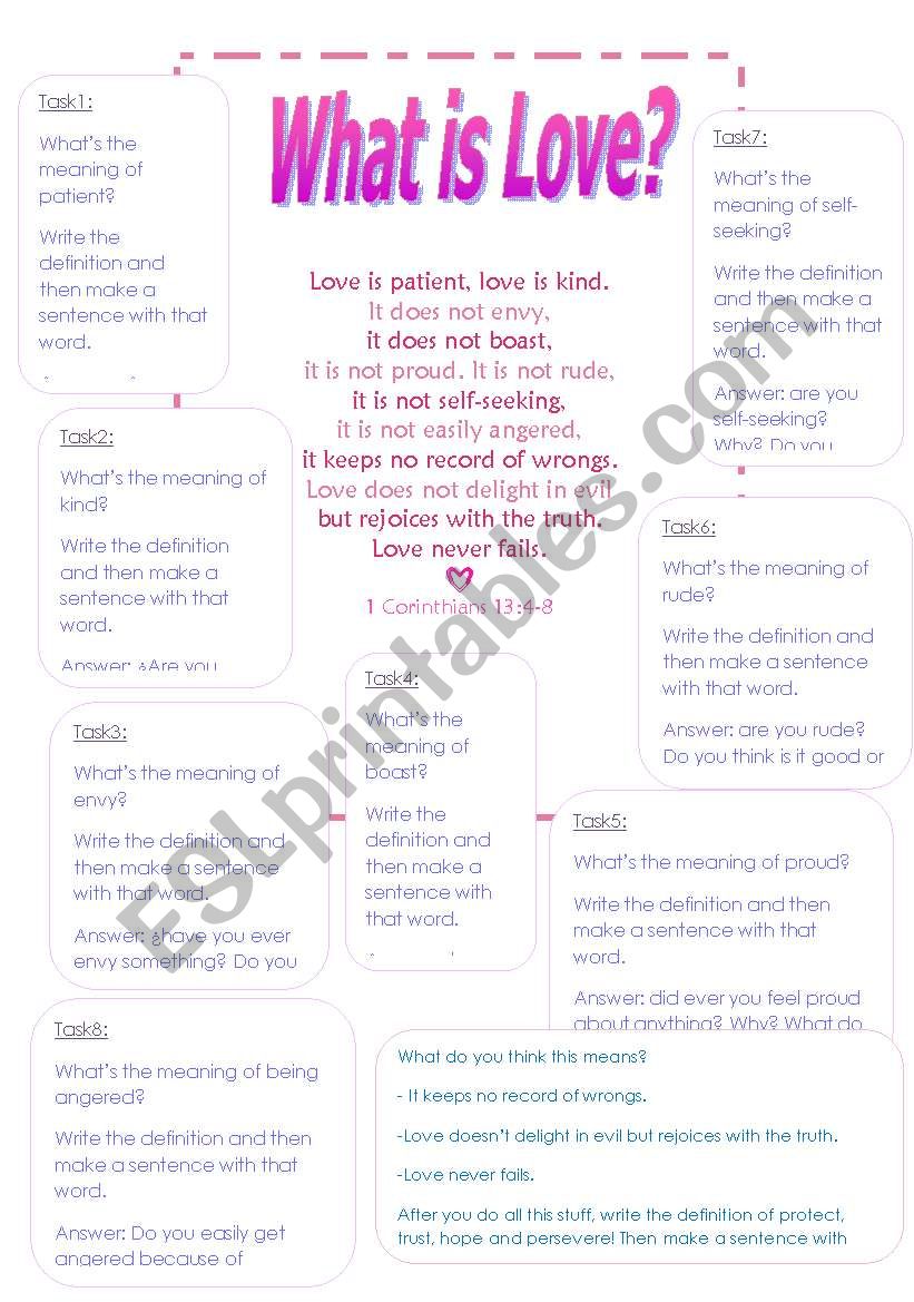 What´s love? - ESL worksheet by Roxanabertha