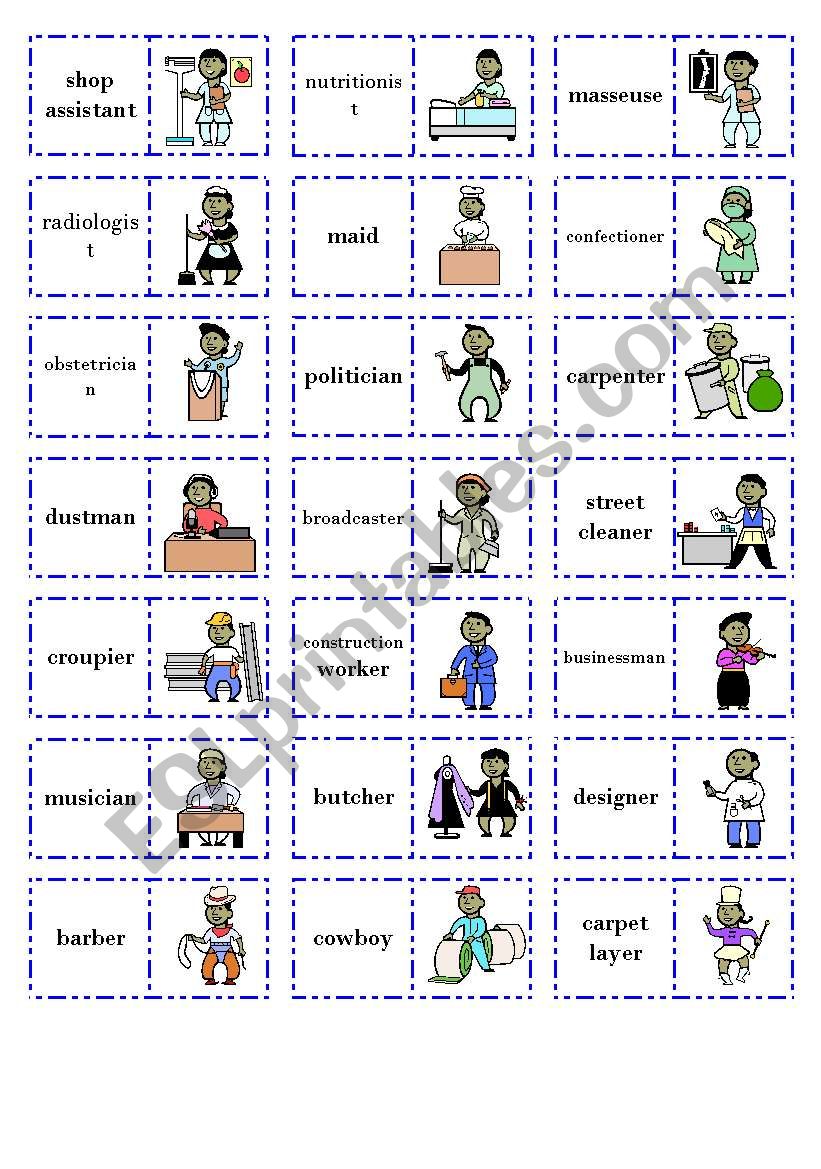 Let´s play dominoes! Set 3 - Jobs (3/3) - ESL worksheet by Silvia33