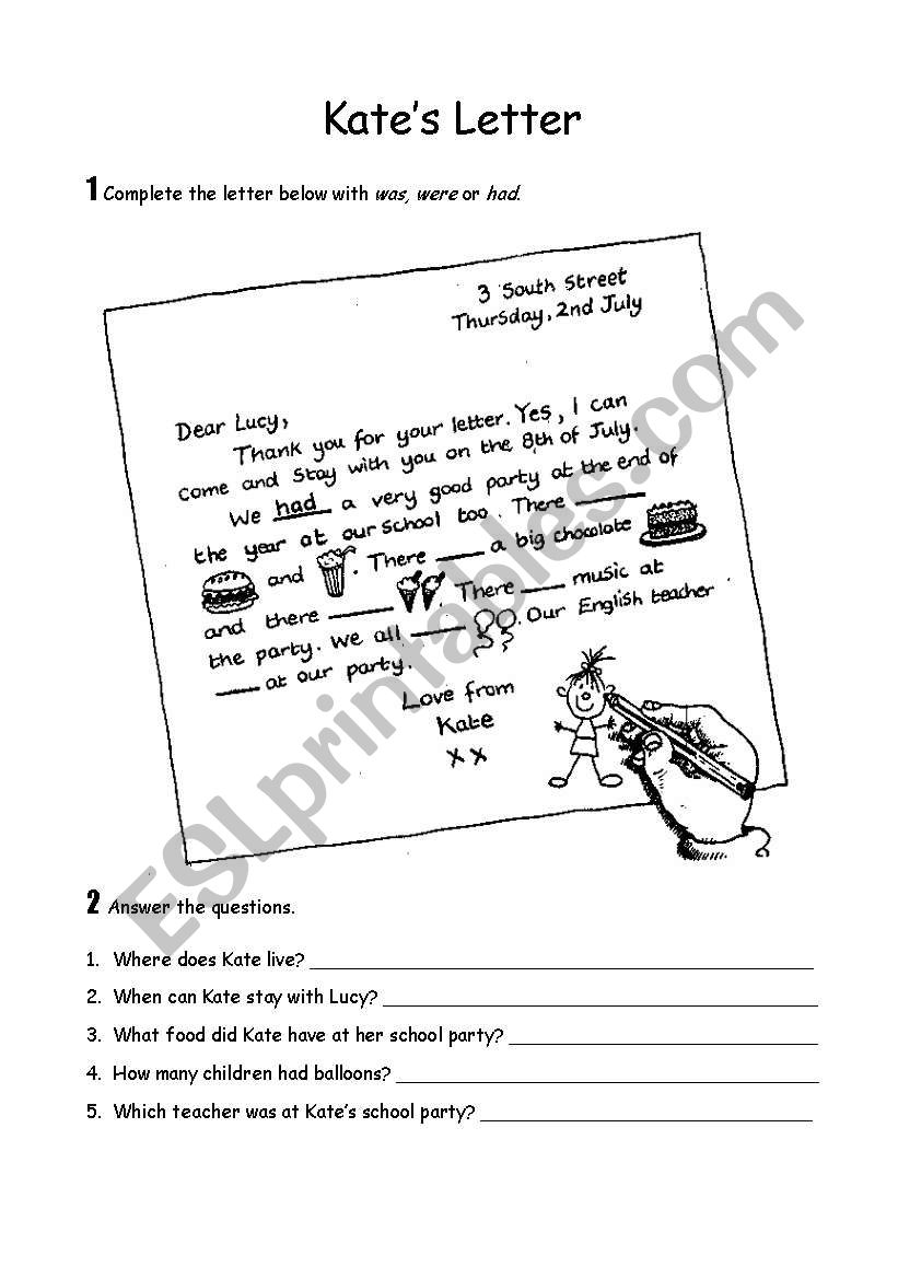 Kate´s letter - ESL worksheet by warrior